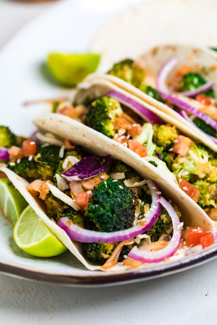 Korean Inspired Vegan Broccoli Tacos - Make It Dairy Free