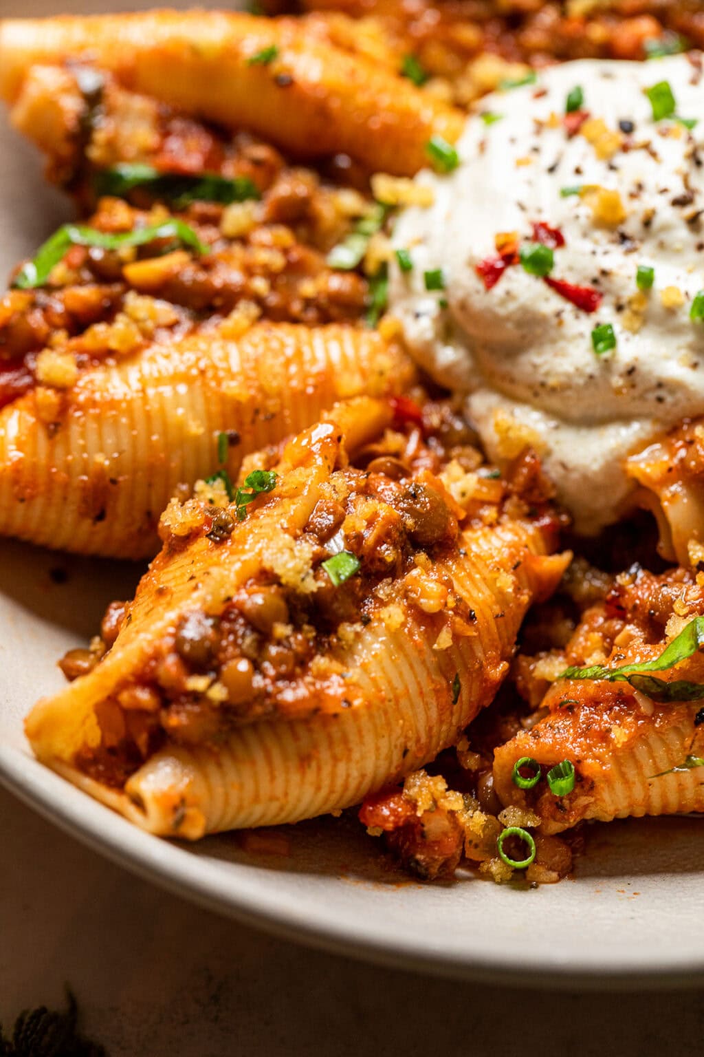 Lentil Unstuffed Shells with Whipped Lemon Ricotta - Make It Dairy Free